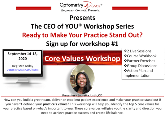 CEO of YOU®Core Values Workshop - Optometry Divas