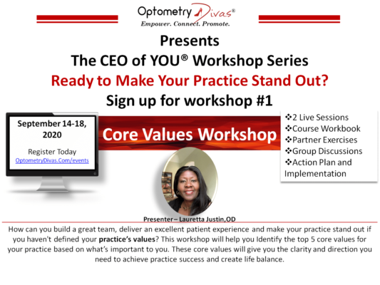 Core Values Workshop - Optometry Divas